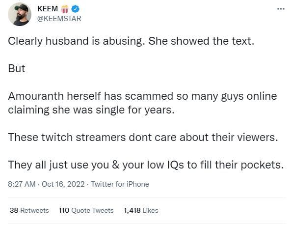 "Disgusting": Valkyrae tweets message in support of Amouranth as people ...