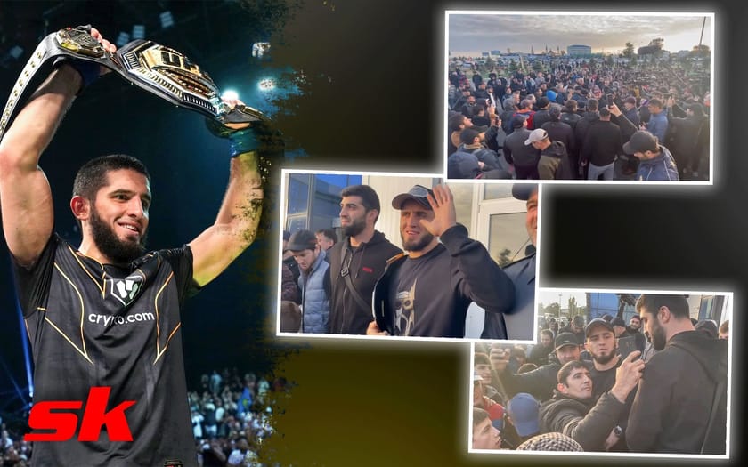 Watch: Islam Makhachev puts UFC lightweight title on his father's ...