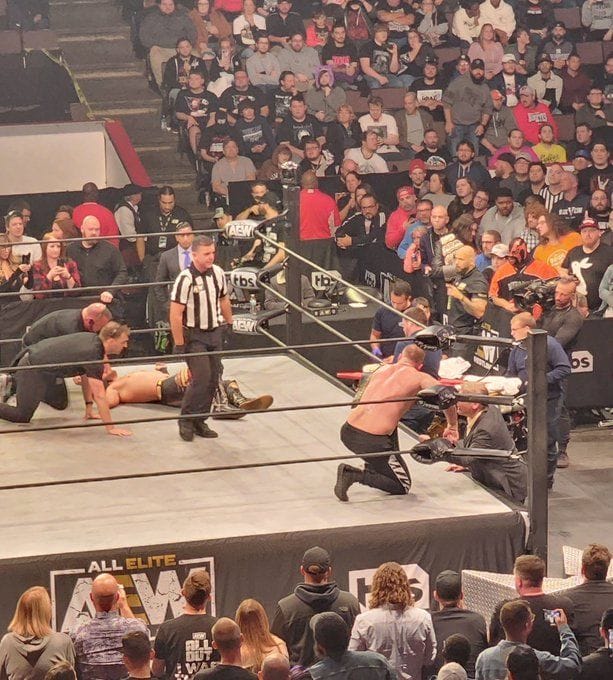 Hangman Page stretchered away from arena following AEW World Title ...