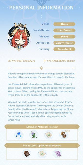 Genshin Impact Nilou banner release date, time, and weapons