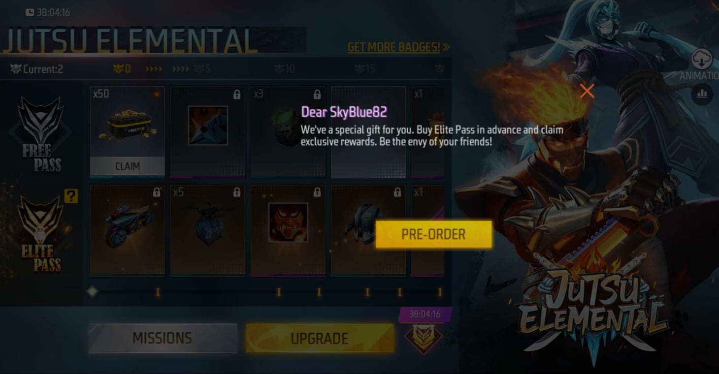 Free Fire MAX Elite Pass Season 54 pre-order commences
