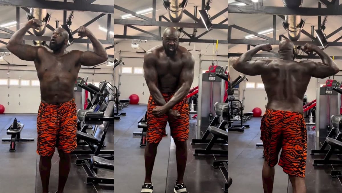 Watch Shaq Flaunt His Physical Might in Bodybuilding Posing Routine at ...