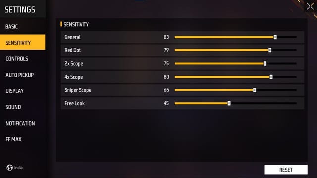 Best Free Fire MAX sensitivity settings for headshots in the OB39 version
