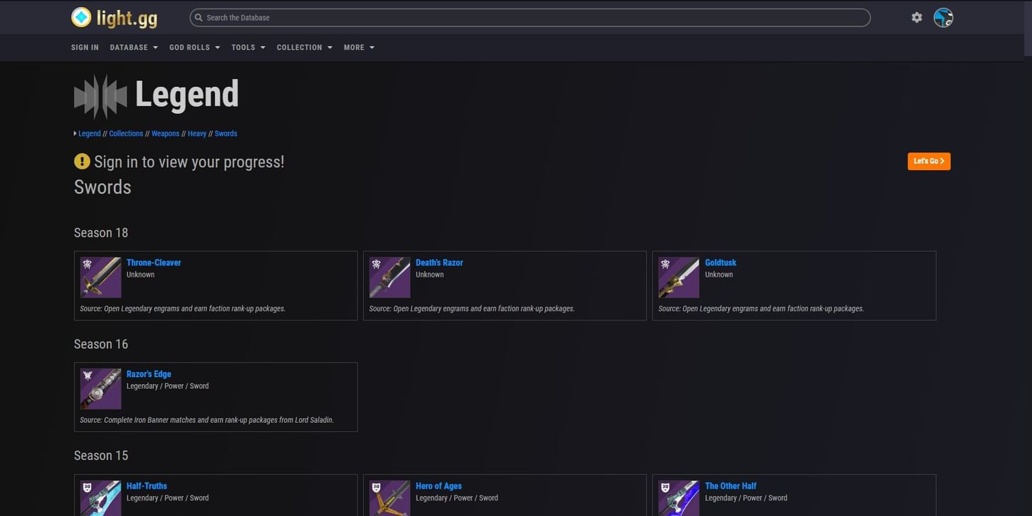 Destiny 2 database has old Menagerie weapons registered under current ...