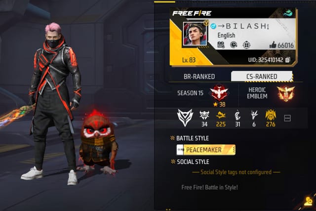 Bilash Gaming’s Free Fire MAX ID, stats, headshots, and more details in October 2022