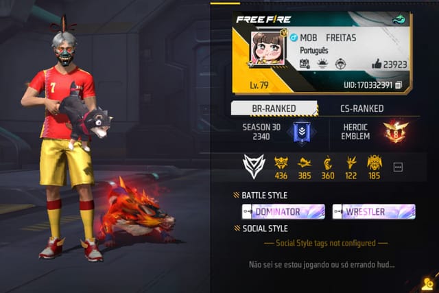 Freitas's Free Fire ID, stats, guild, rank, YouTube earnings, and more