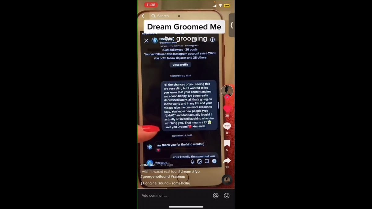 "One of the girls groomed by Dream" - TikTok user reveals personal ...