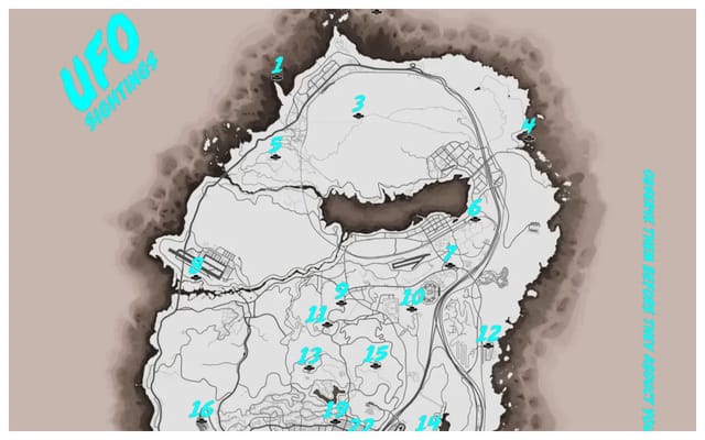 GTA Online UFO Sightseeing event complete map with all locations