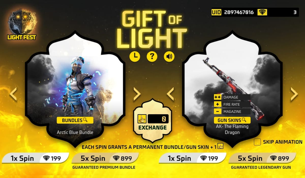 How to get Arctic Blue Bundle and legendary gun skins in Free Fire MAX ...