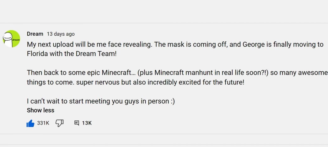 “This is what I look like”: Minecraft streamer Dream finally posts ...