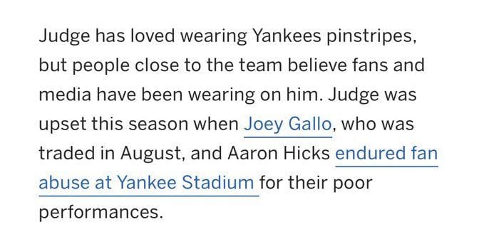 New York Yankees fans react to report that Aaron Judge was upset by ...