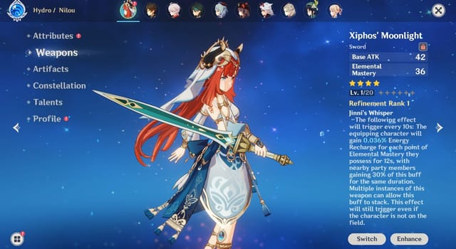 Best weapons for Nilou in Genshin Impact: F2P and other Sword options