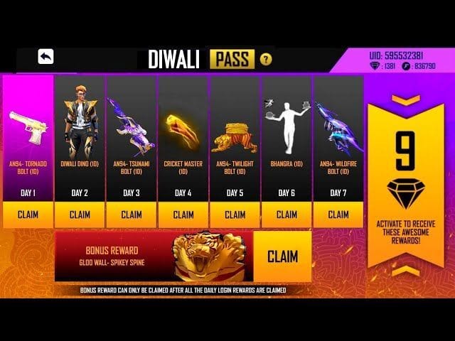 Free Fire Diwali event rewards: Roaring Knight Bundle, Roaring ...