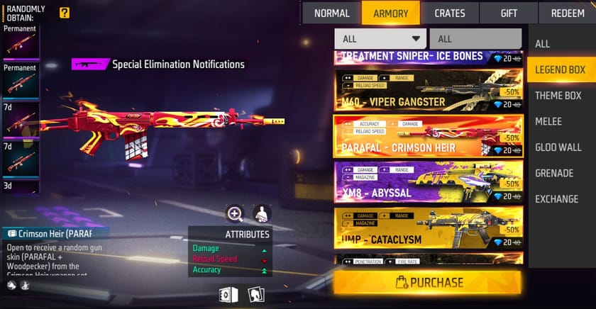 How to get legendary gun skins in Free Fire MAX at 50% discount (only ...