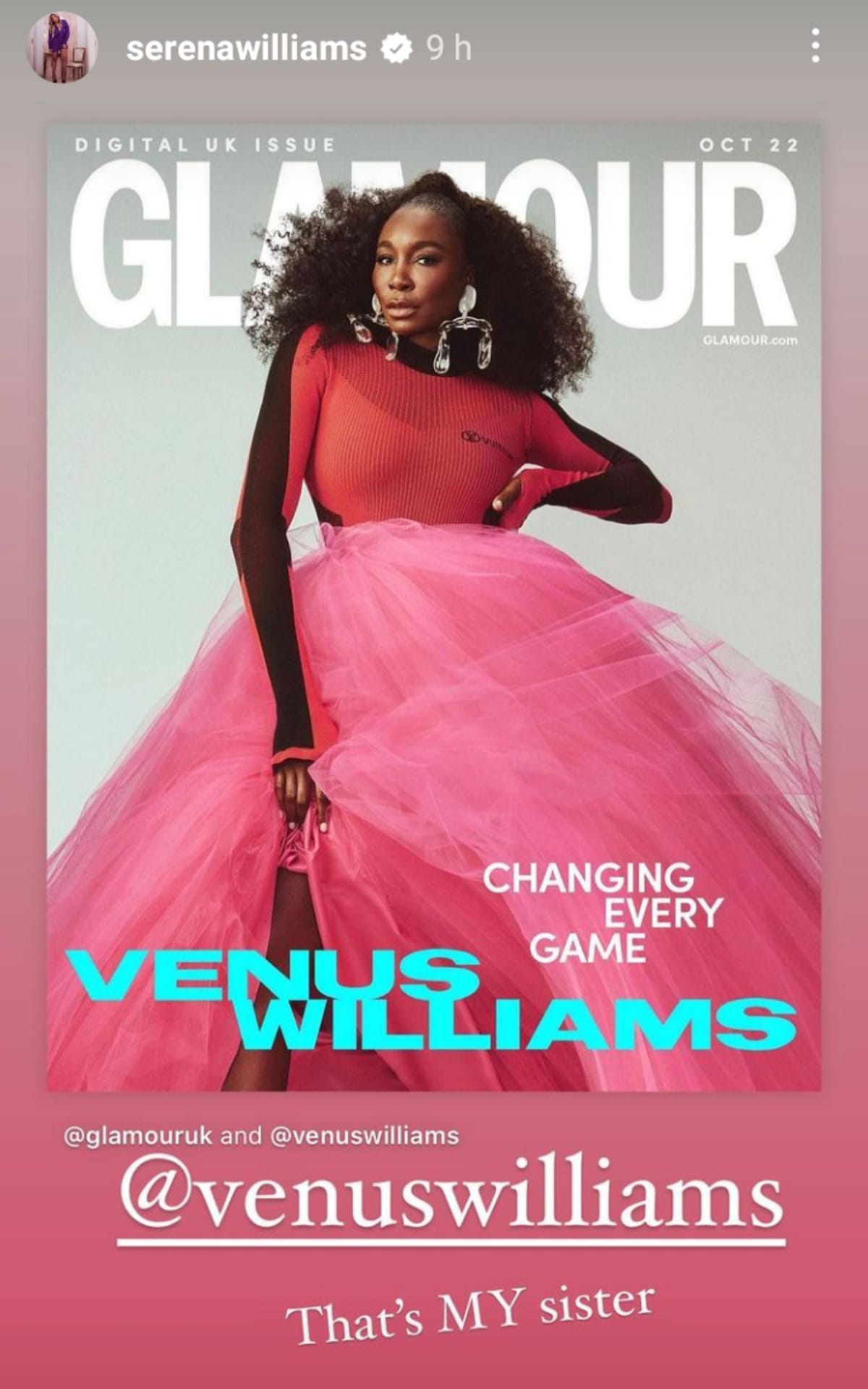 Serena Williams reacts to Venus Williams being chosen as Glamour UK ...