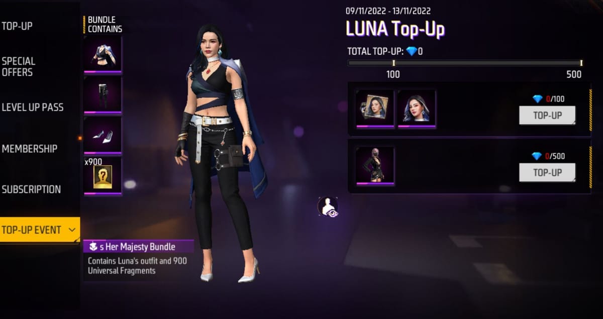 Free Fire MAX Luna Top-Up event guide: Get free Luna character and bundle