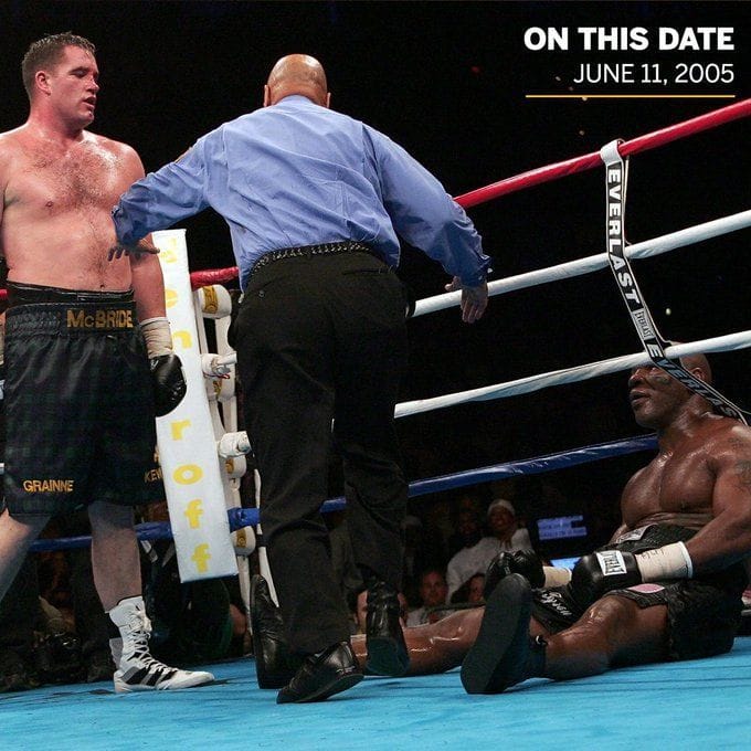 Did Mike Tyson fight Lennox Lewis with a broken back?