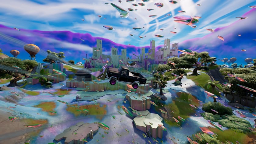 Fortnite: How to drive a vehicle into a Chrome Vortex and fly around it ...