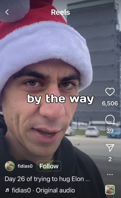 Who is Fidias? YouTuber trying to hug Elon Musk for a month