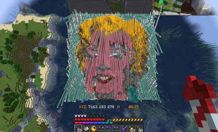 Minecraft player creates impressive map art featuring famous Marylin ...