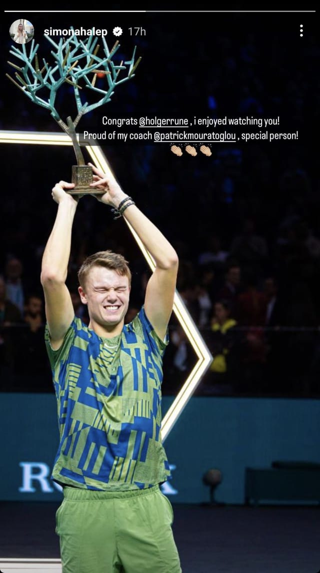 “Proud of my coach” – Simona Halep praises Patrick Mouratoglou for Holger Rune’s Paris Masters win