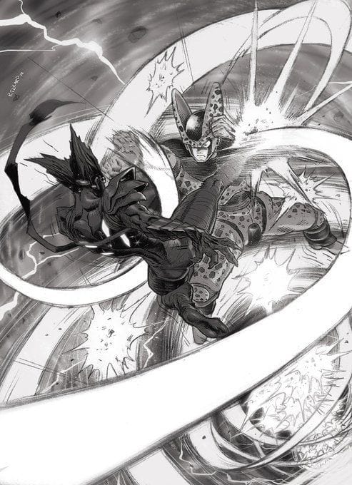 Dragon Ball meets One Punch Man in jaw-dropping Cell vs Garou fanart