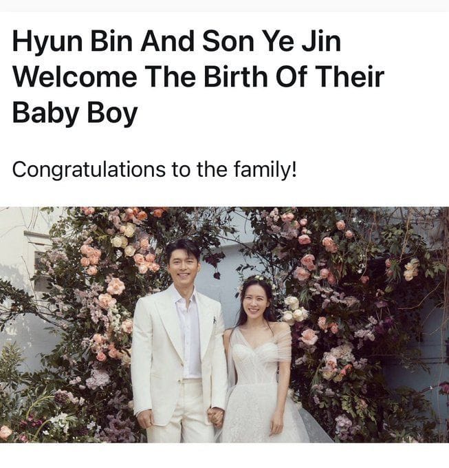 “Welcome BinJin Baby”: Fans rejoice as Hyun Bin and Son Ye-jin welcomed ...