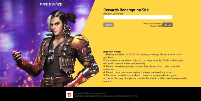 How to use Free Fire redemption site to get free rewards