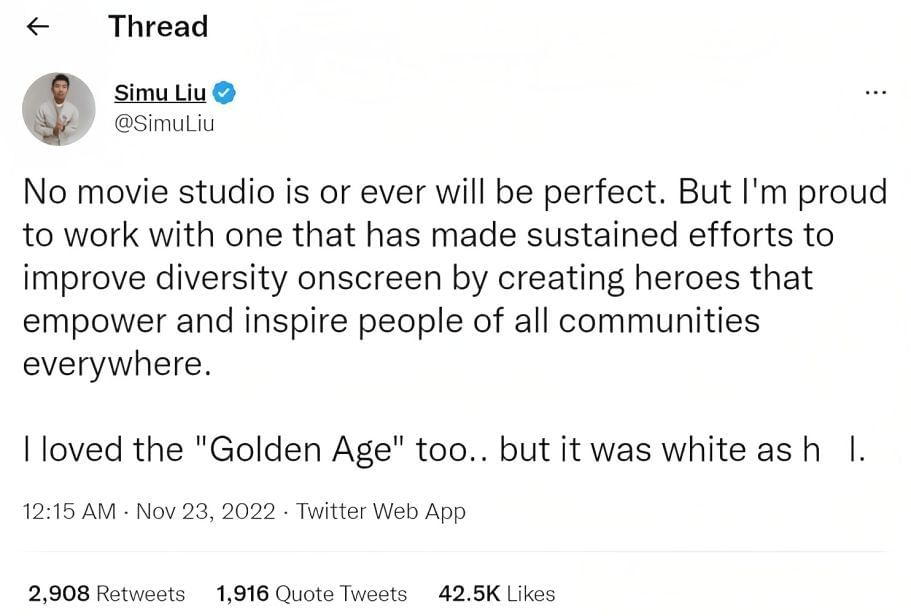 Shang-Chi star Simu Liu called out for self-victimizing following Tarantino's Marvel comments