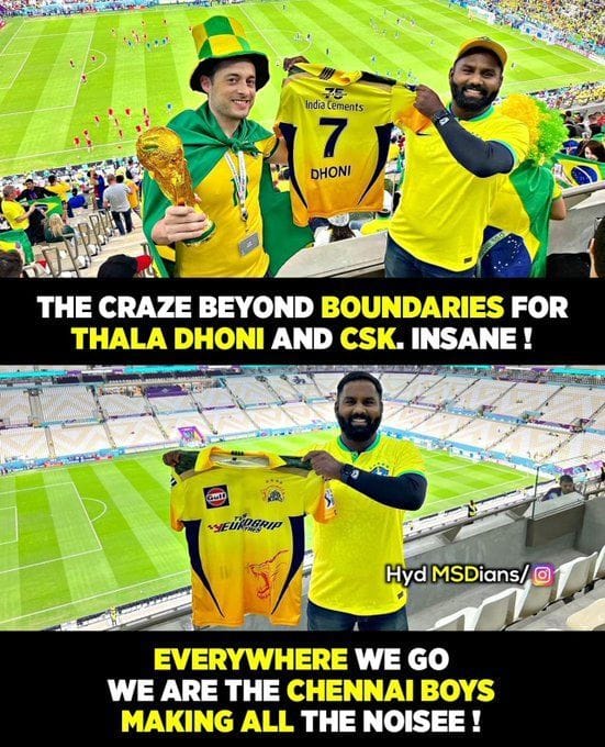 MS Dhoni fan makes his presence felt at FIFA World Cup 2022