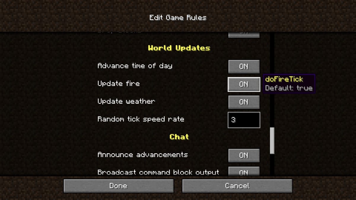 How to turn off fire spread in Minecraft