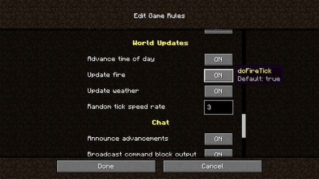 How to turn off fire spread in Minecraft