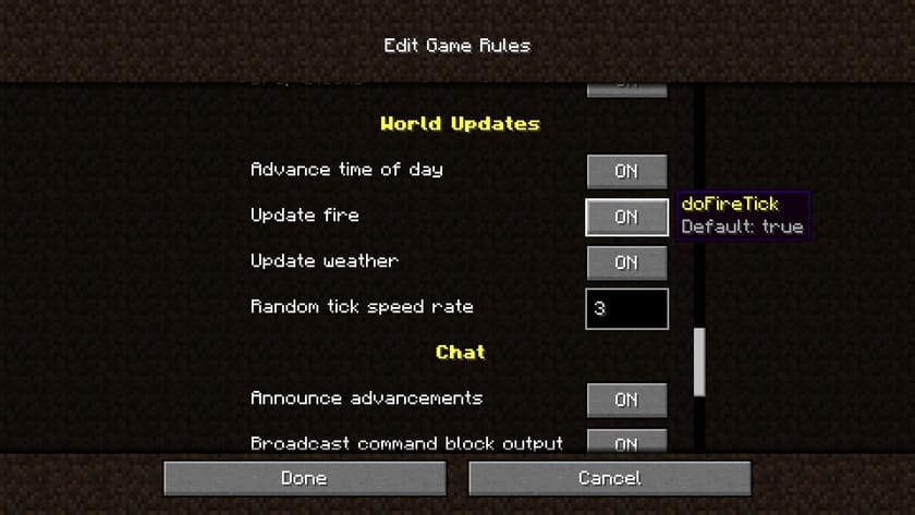 How to turn off fire spread in Minecraft