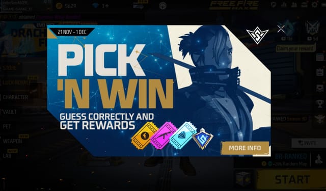 Free Fire: Free Fire MAX Pick 'n Win event guide: How to get free ...