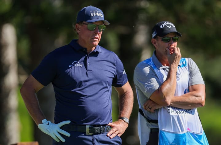 Who is Phil Mickelson's caddie now in 2022?