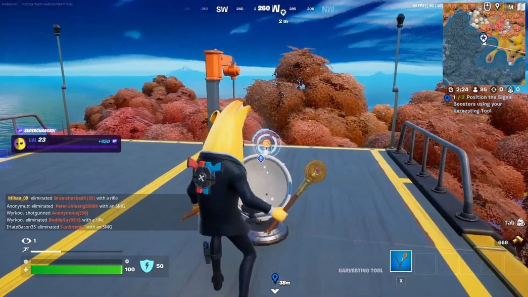 Fortnite: How to position Signal booster using your harvesting tool
