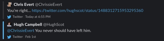 Chris Evert reacts to a fan's suggestion about her relationship with ex ...