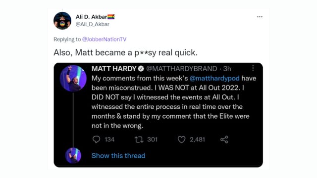 "Matt [Hardy] became a p**sy real quick" - Twitter savagely roasts the ...