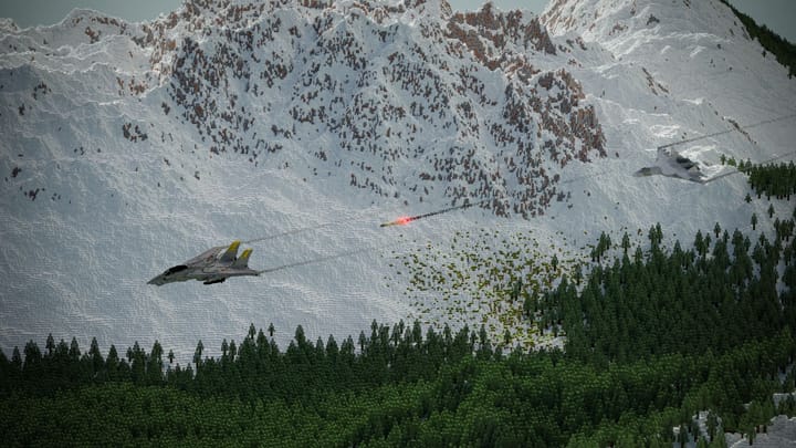 Minecraft player create iconic dogfight scene from Top Gun: Maverick
