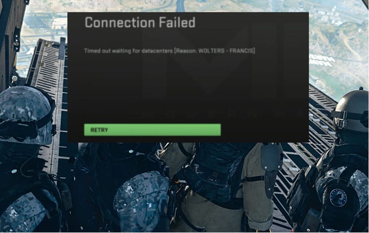 Warzone 2 connection failed or "WOLTERS-FRANCIS" error message: How to fix, possible reasons ...