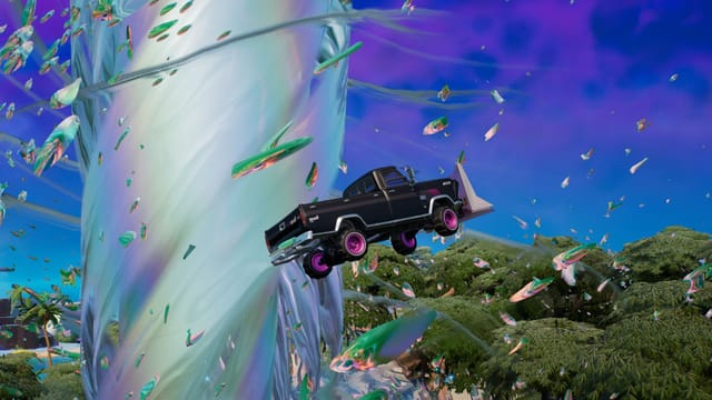 Fortnite: How to drive a vehicle into a Chrome Vortex and fly around it ...