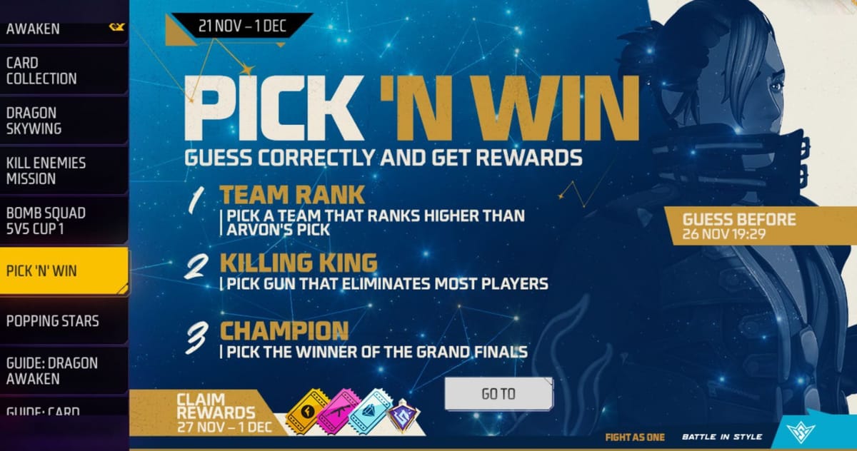 Free Fire: Free Fire MAX Pick 'n Win event guide: How to get free ...