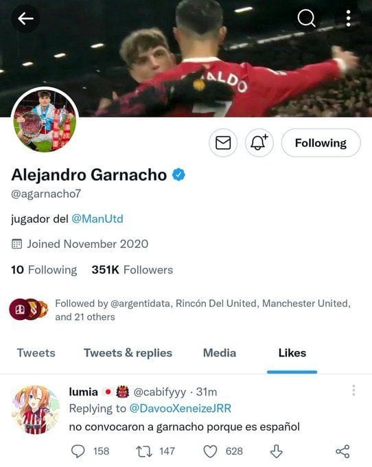 Manchester United youngster Alejandro Garnacho likes controversial ...