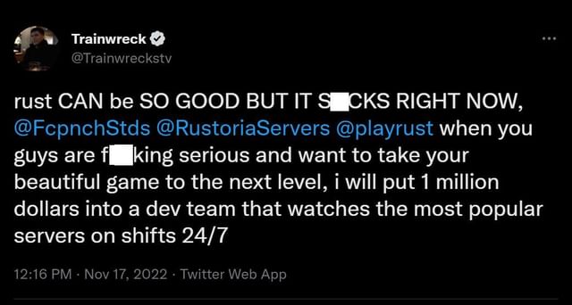 "I will put 1 million dollars" - Trainwreckstv offers to invest in the ...