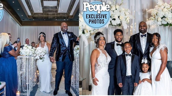 Michael Oher wedding photos showcase massive 5-ft cake covered with ...