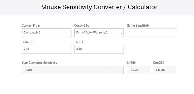 How to convert Overwatch 2 sensitivity to Warzone 2?