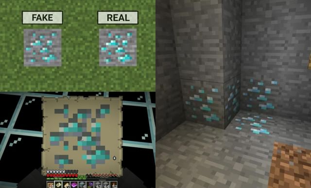 Minecraft player creates realistic diamond ore map art
