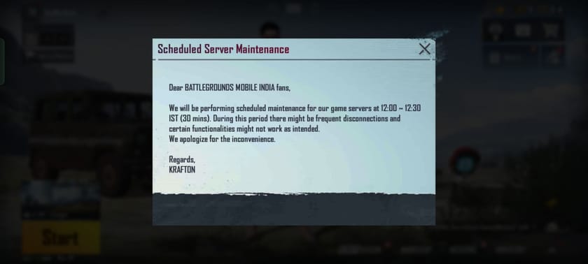 New server maintenance schedule posted in BGMI despite game's ban