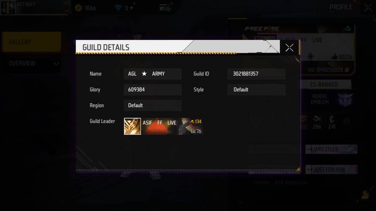 What is Asif Gamer Live's Free Fire ID? Stats, guild, rank, YouTube ...