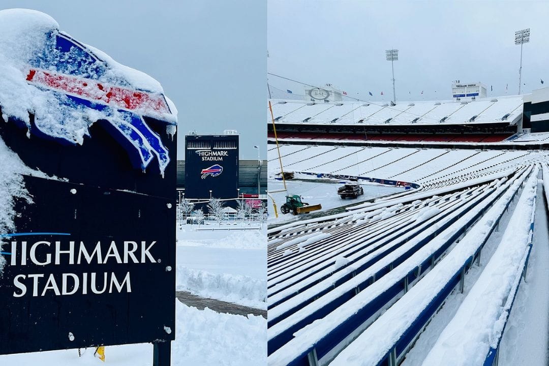 NFL fans in disbelief as snowed-in pictures emerge of Highmark Stadium ...